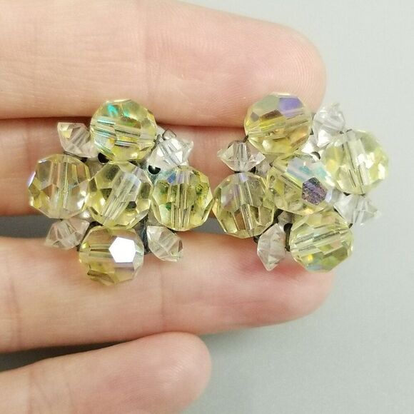 Laguna B | Jewelry | Vintage Laguna Paleyellow Beaded Cluster Clip On ...
